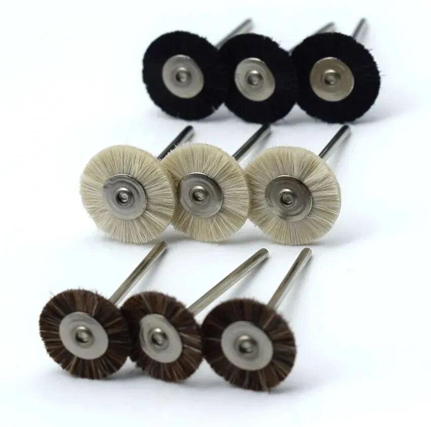Набор крацовок для гравера щетина для шлифовки полировки цветных металлов , дерева , пластика , Ф22 мм - 9 шт