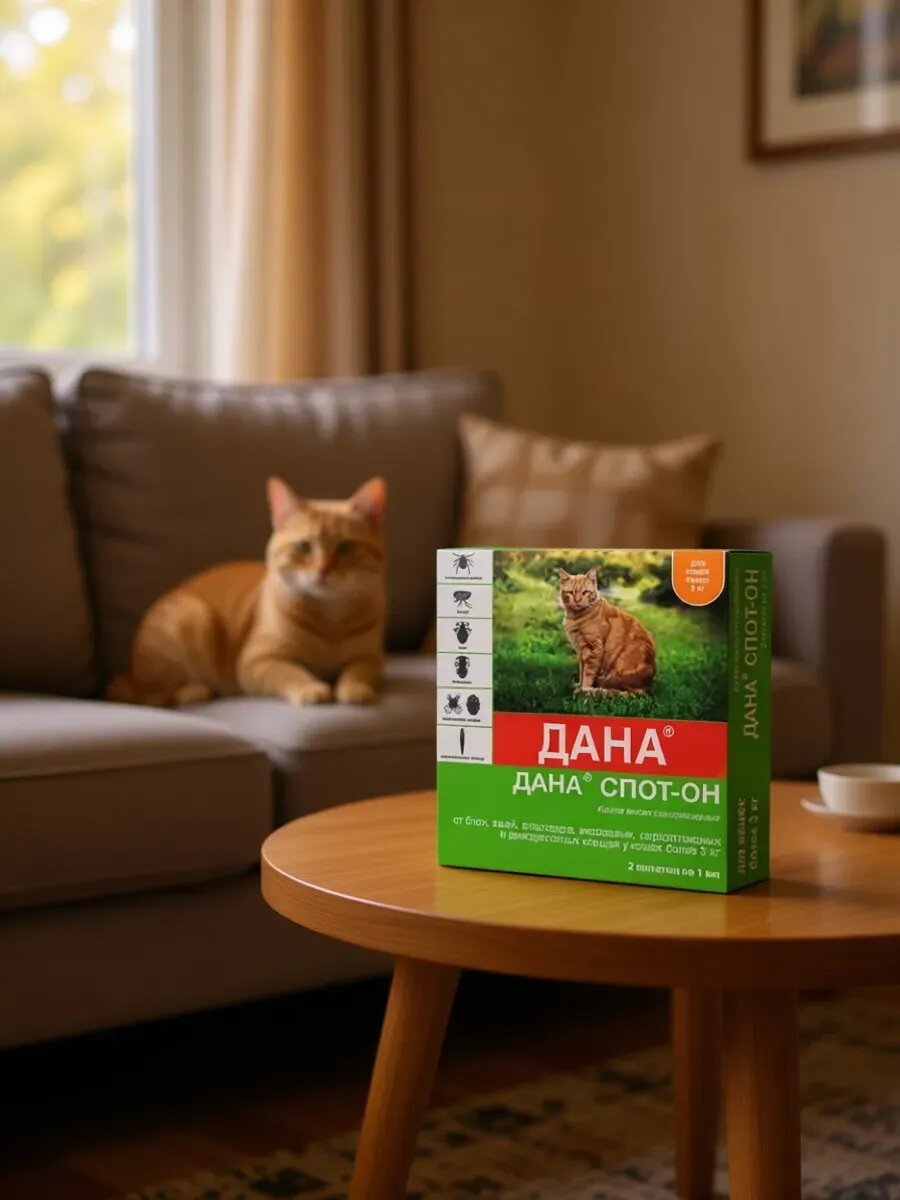 Капли на холку Дана Спот-Он д/кошек более 3кг, уп. 2*1мл