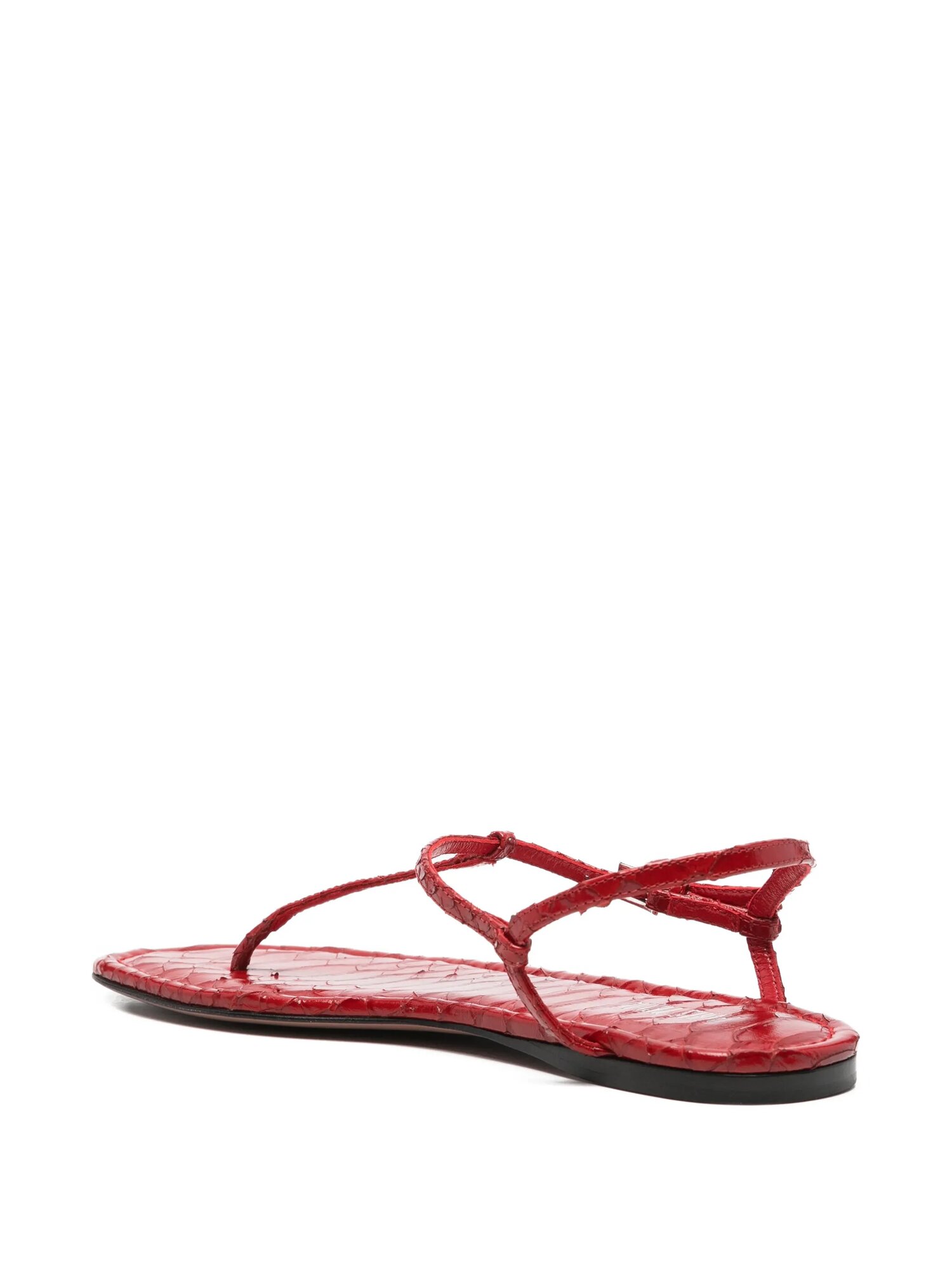 Босоножки PARIS TEXAS Snake-embossed leather sandals, размер 37, red — фото 1