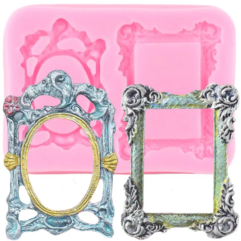 Зеркальная рамка, силиконовая форма, сделай сам, топпер для кексов, инструменты для украшения торта из помадки, шоколадные полимерные формы для конфет