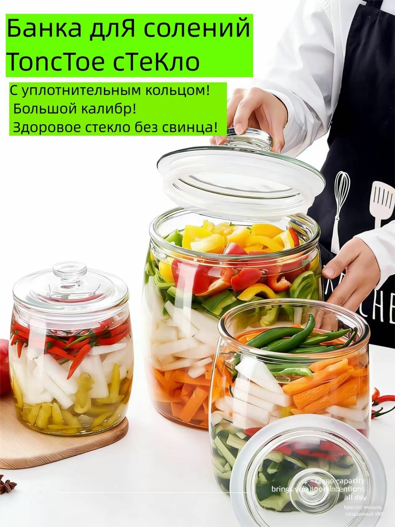 Кадка для засолки, Стекло, Объем 3 л,