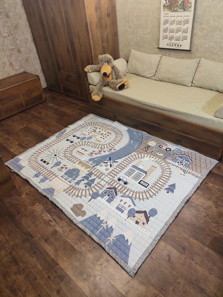 Детский коврик для ползания тканевый стёганый