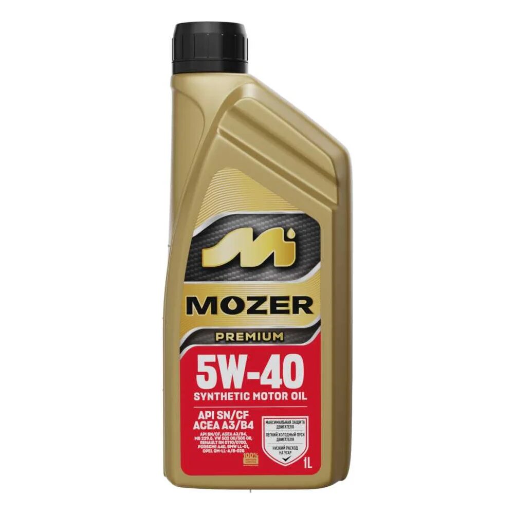 Моторное масло MOZER Premium SAE 5w-40 API SN/CF, канистра 1 л 4636298, для дизельных и легковых двигателей защита
