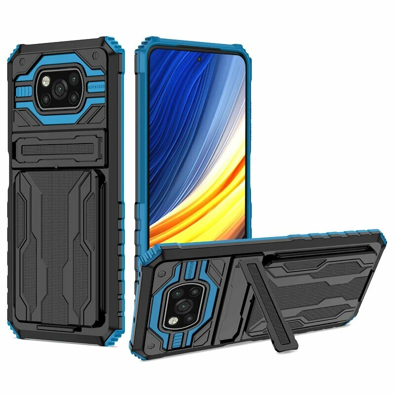 Бронированная жесткая силиконовая подставка для ПК для Poco X3 Pro NFC PocoX3 поко X3, Синий, blue