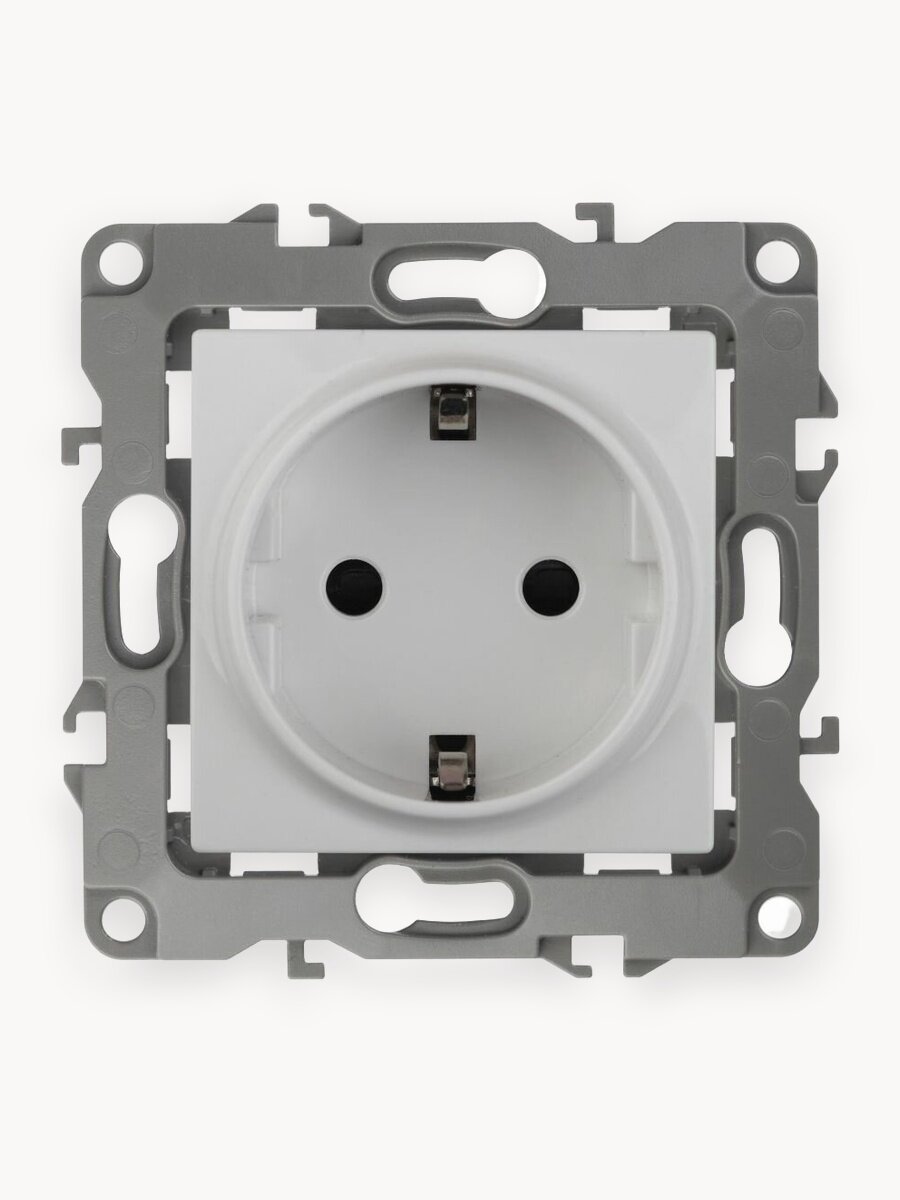 Розетка с заземлением встраиваемая ЭРА 12 2101-01 2P+E Schuko, 16A, 250В, белый