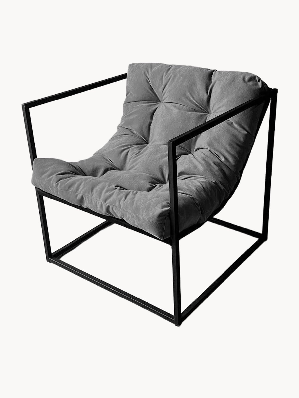 Кресло в стиле лофт Лофтовик + серый Велюр