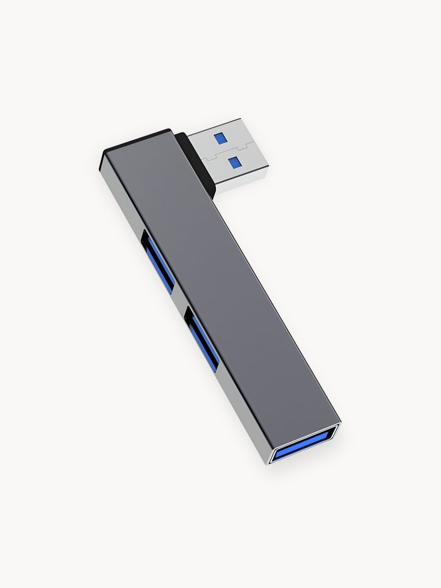 USB-HUB разветвитель с 3-мя портами, 1 x USB 3.0 и 2 x USB 2.0 , тройник USB, цвет серый