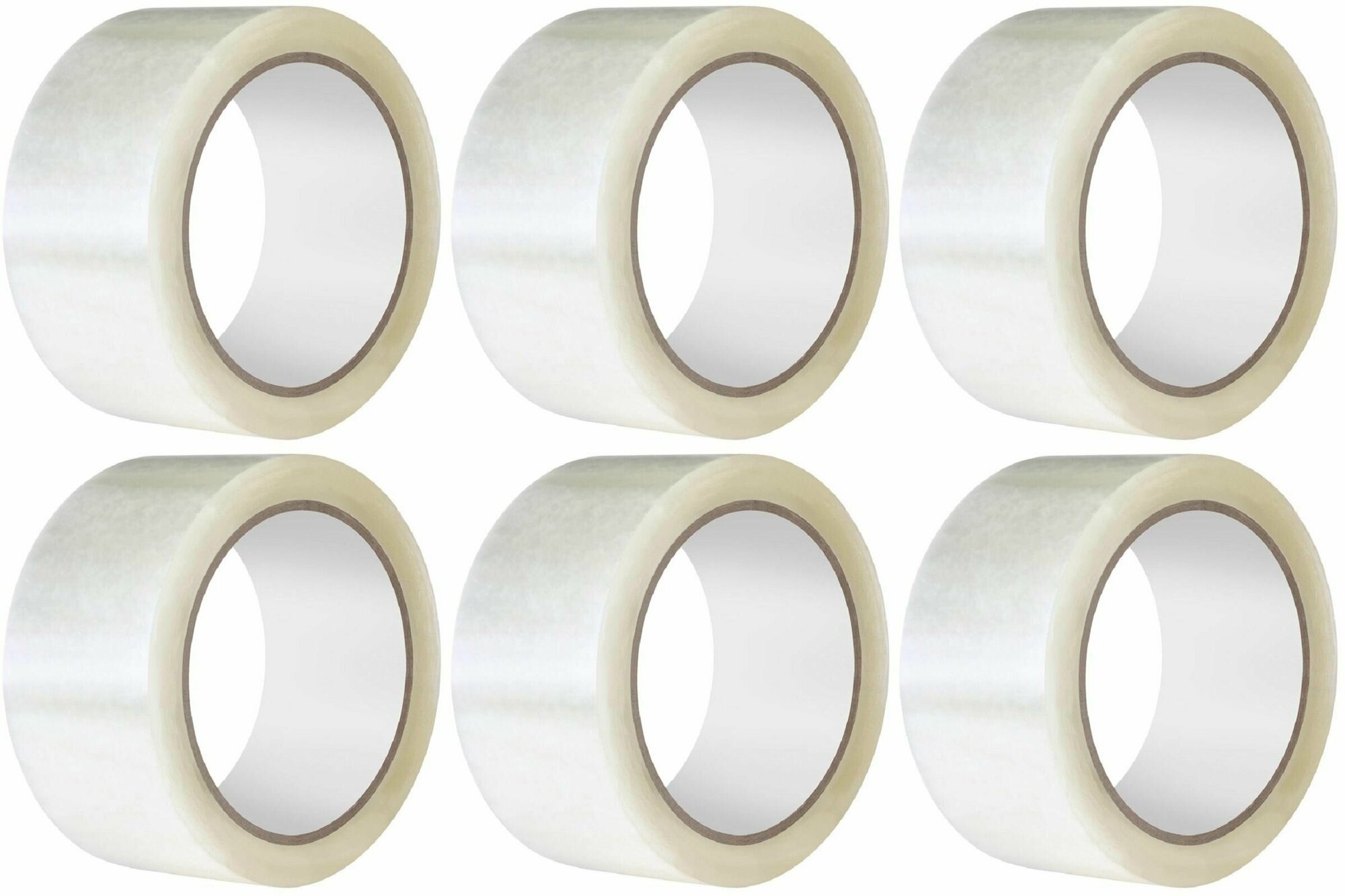 Клейкая лента канцелярская упаковочная прозрачная, 48 мм, 100 м, 45 мкр, 6 шт