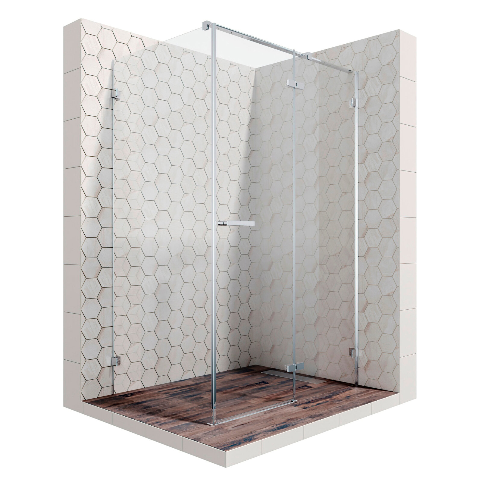 Душевой уголок 120х90 см с распашной дверью Ambassador Abner 10011104R: правостороннее душевое ограждение из стекла 6 мм, профиль хром