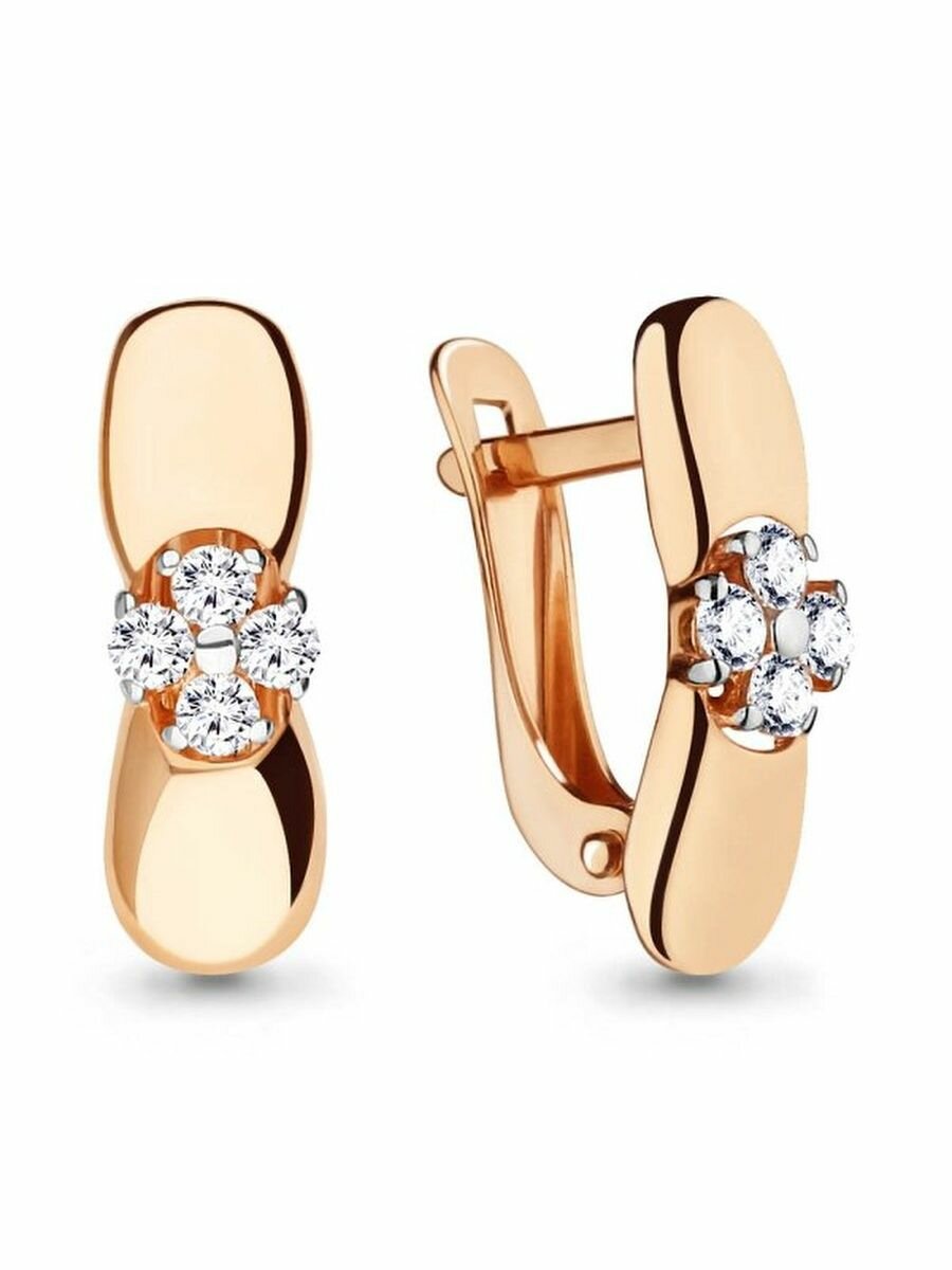 Серьги, красное золото, 375 проба, фианит