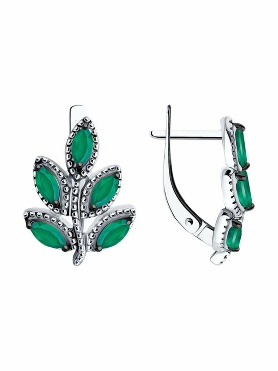 Серьги, серебро, 925 проба, родирование, агат