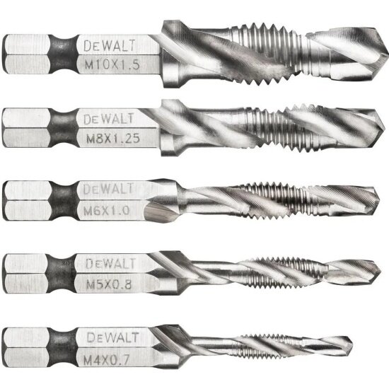 Набор сверл-метчиков Dewalt DT50060-QZ, M4/5/6/8/10, HEX1/4