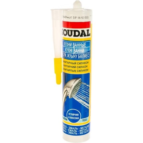 Герметик Soudal Соудал санитарный силикон бесцветный 15*280мл