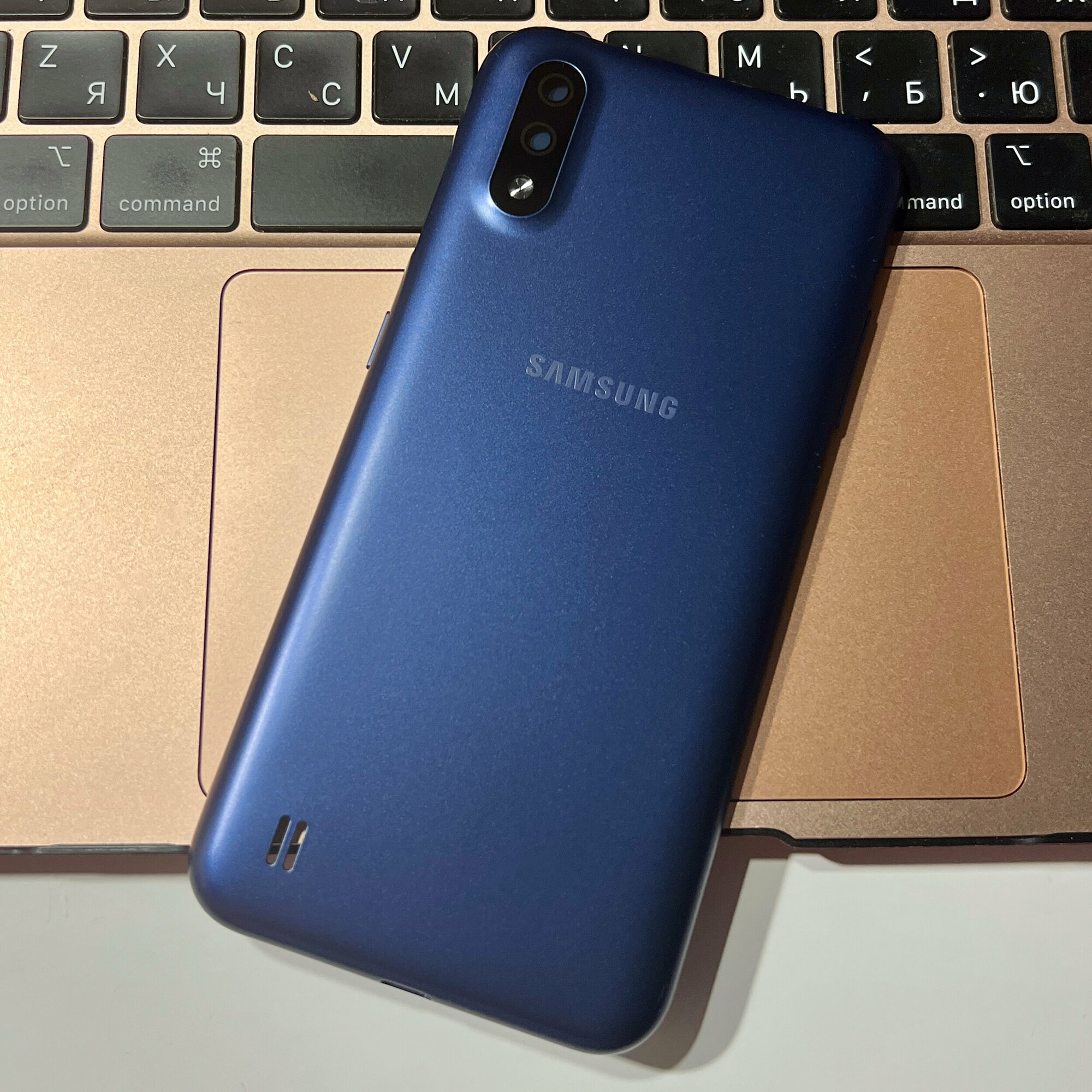 Задняя крышка-панель PREMIUM KASIK Samsung Galaxy A01 (A015F), синяя