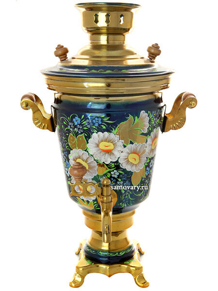 Электрический самовар 4 литра с художественной росписью "Ромашки", арт. 155991