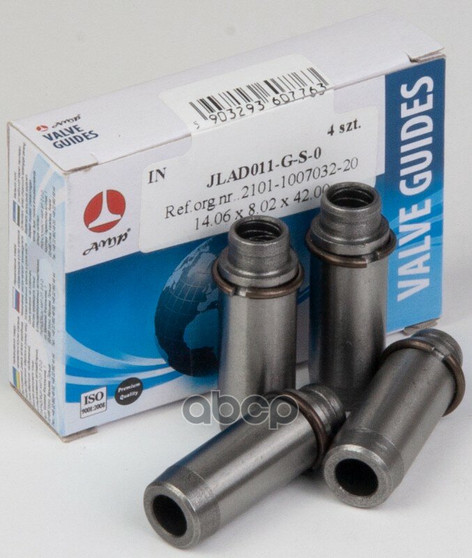 Направляющие клапанов ВАЗ 2101-2107 впускных (изм. геометрия) (цена за 4шт.) AMP арт. JLAD011-G-S-0