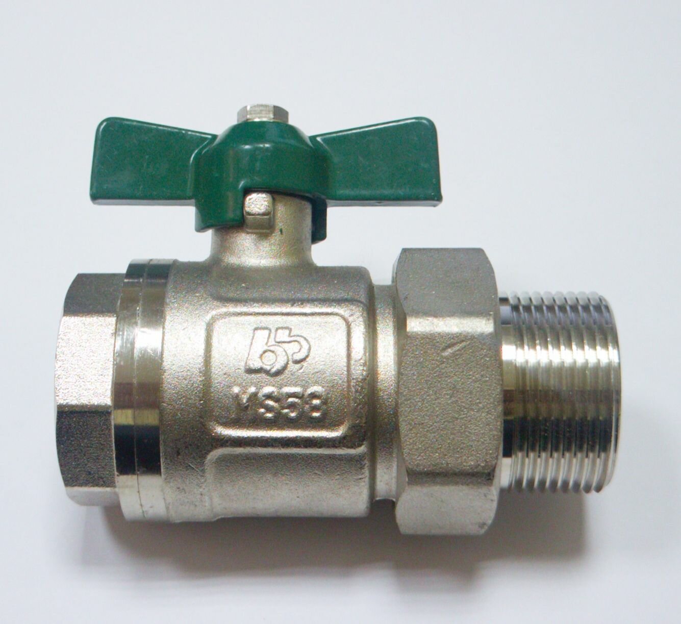 Кран шаровый со сгоном внутренний- наружный 11/4" латунный ВВ никелированный