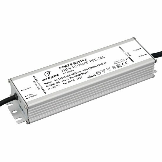 Блок питания Arlight ARPV-UH24400-PFC-55C (24V, 16.7A, 400W) (, IP67 Металл, 5 лет)