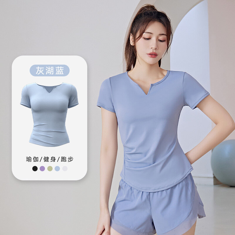 Костюм-двойка, для йоги, бега, пилатеса и фитнеса, XL, серо-голубой