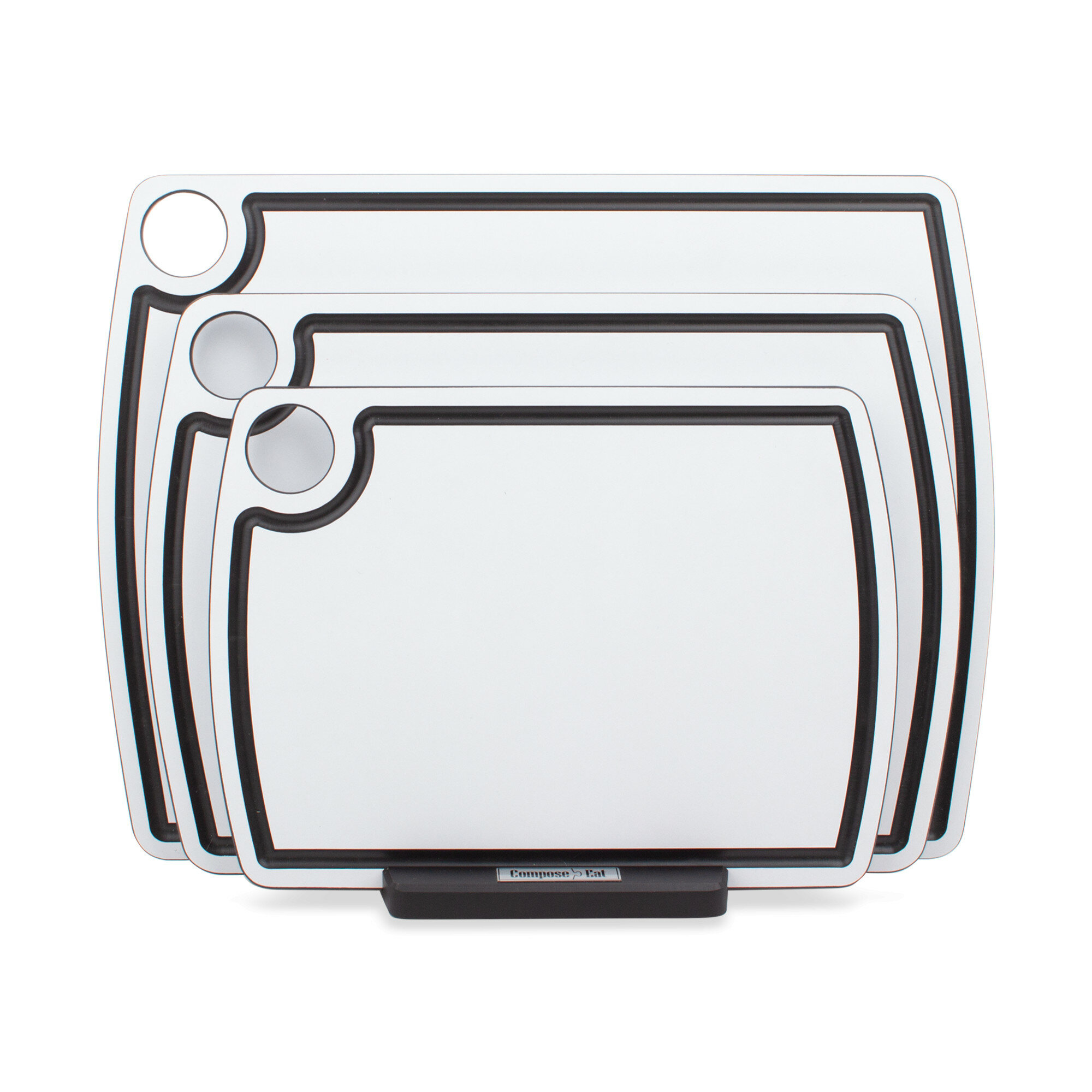 Набор из 3-х разделочных досок на подставке, White & Black в подарочной упаковке, композитный материал NRD31018OA6 Fashion