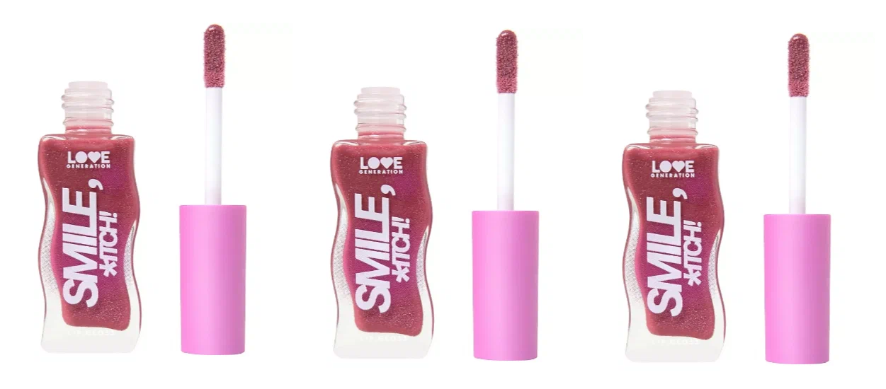 Блеск для губ Love Generation Smile, *itch! тон 06 сливовый с сияющими частицами, 10 мл 3 шт