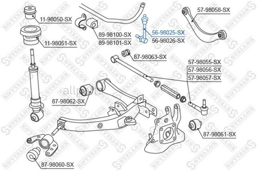 STELLOX 5698025SX ***тяга стабилизатора заднего правого!\ Toyota Avensis AT25# all 03>
