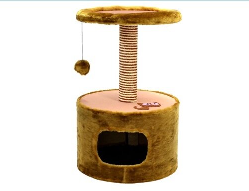 Дом д/кош, одн мех+меб. ткань, круглый коричневый Зооник (420х660) 22088-2