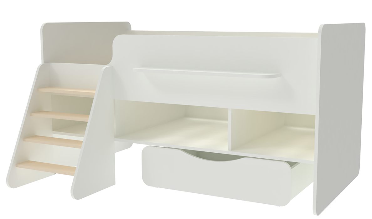 Кровать чердак Л-6 Белый Белый