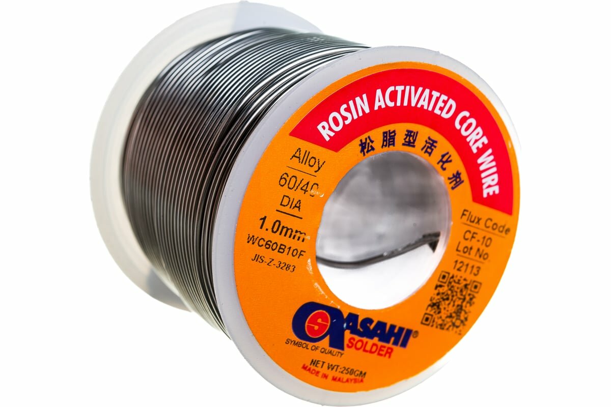 ASAHI 1,0мм 0,25кг Sn60/Pb40 СF10 флюс RA припой 00-00000070