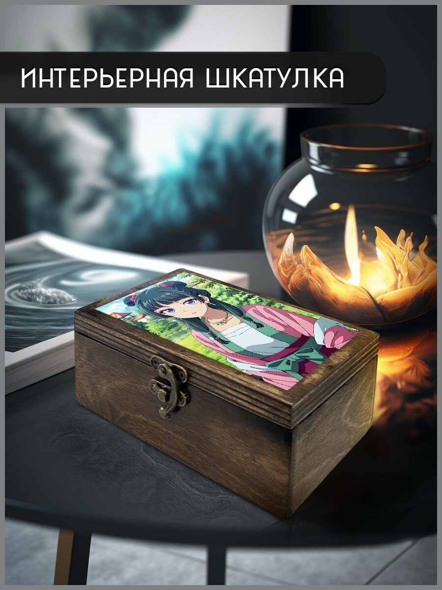 Шкатулка интерьерная для украшений универсальная 16x10x6 см Аниме Монолог фармацевта (Мао Мао, Император, Цветы, Женьши) - 900