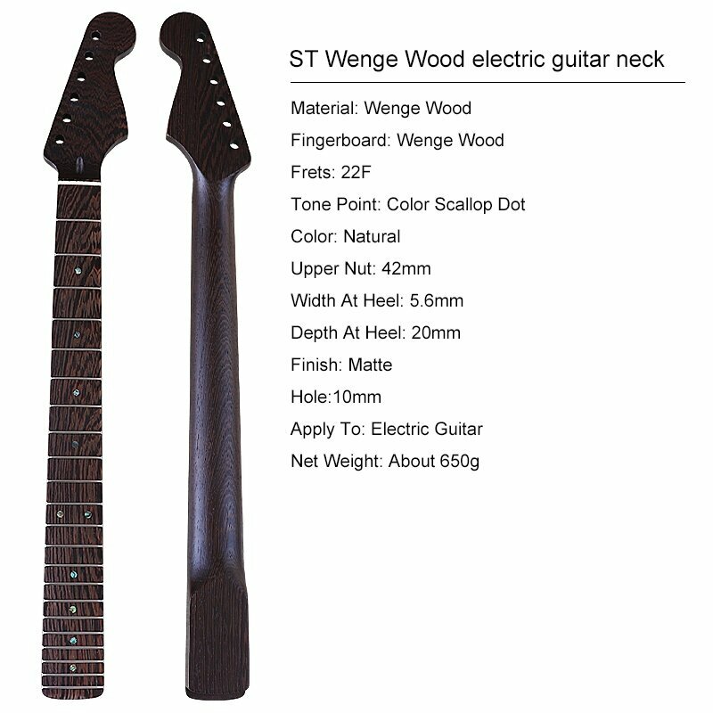 Гриф для электрогитары Stratocaster, венге, 22 лада, Bestwood ST M12 Matte