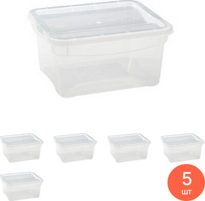 Ящик для хранения Econova Кристалл универсальный полипропилен прозрачный 190х157х90мм (комплект из 5 шт)