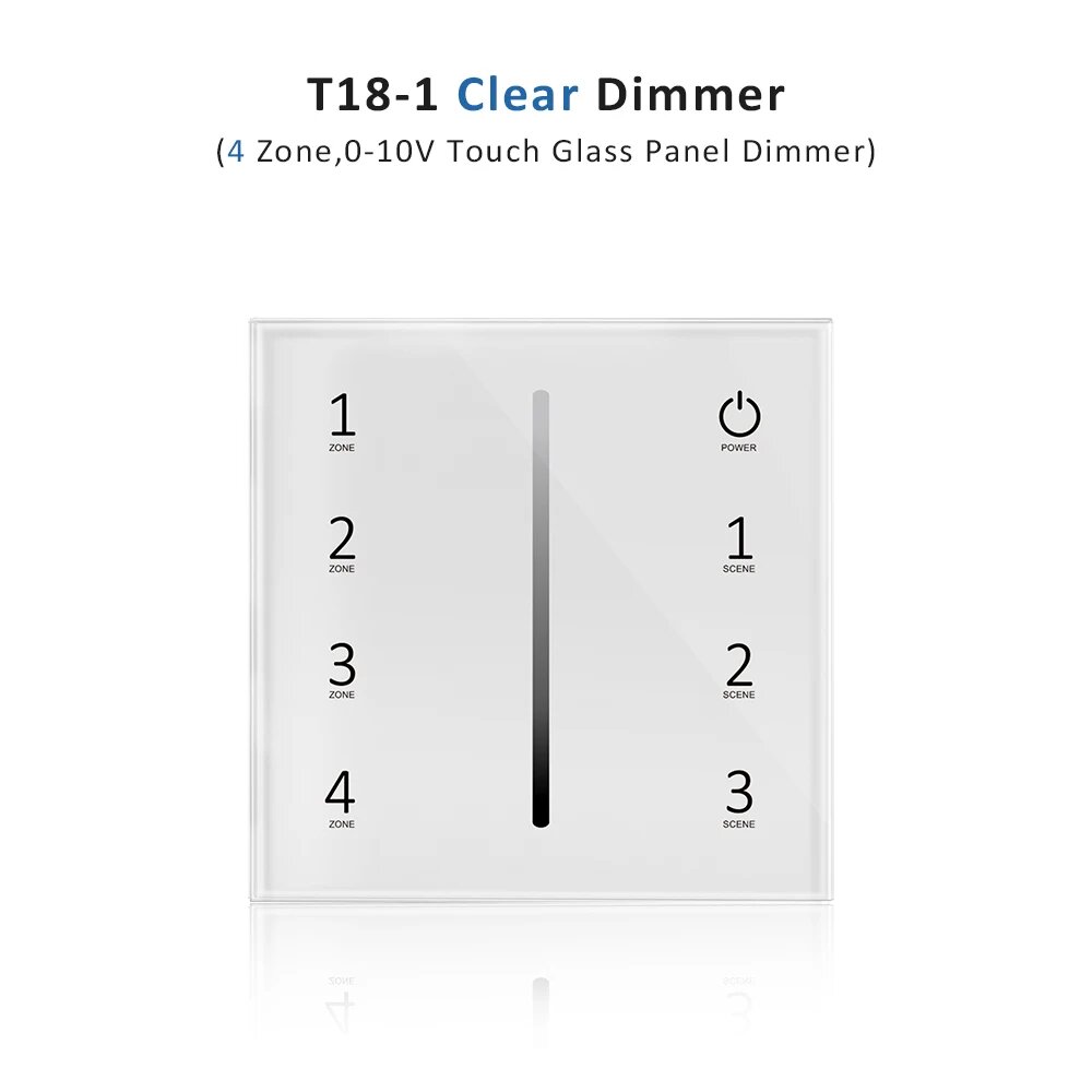 MJJCLED T18-1 4-канальный сенсорный диммер 0-10В Белый, T18-1 Clear Dimmer