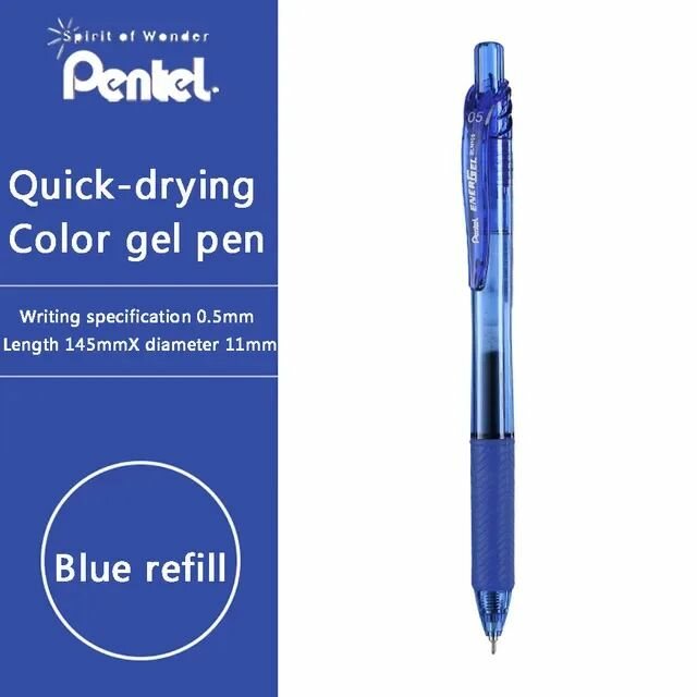 12 шт, японская быстросохнущая нейтральная игольная ручка Pentel BLN-105, 0,5 мм