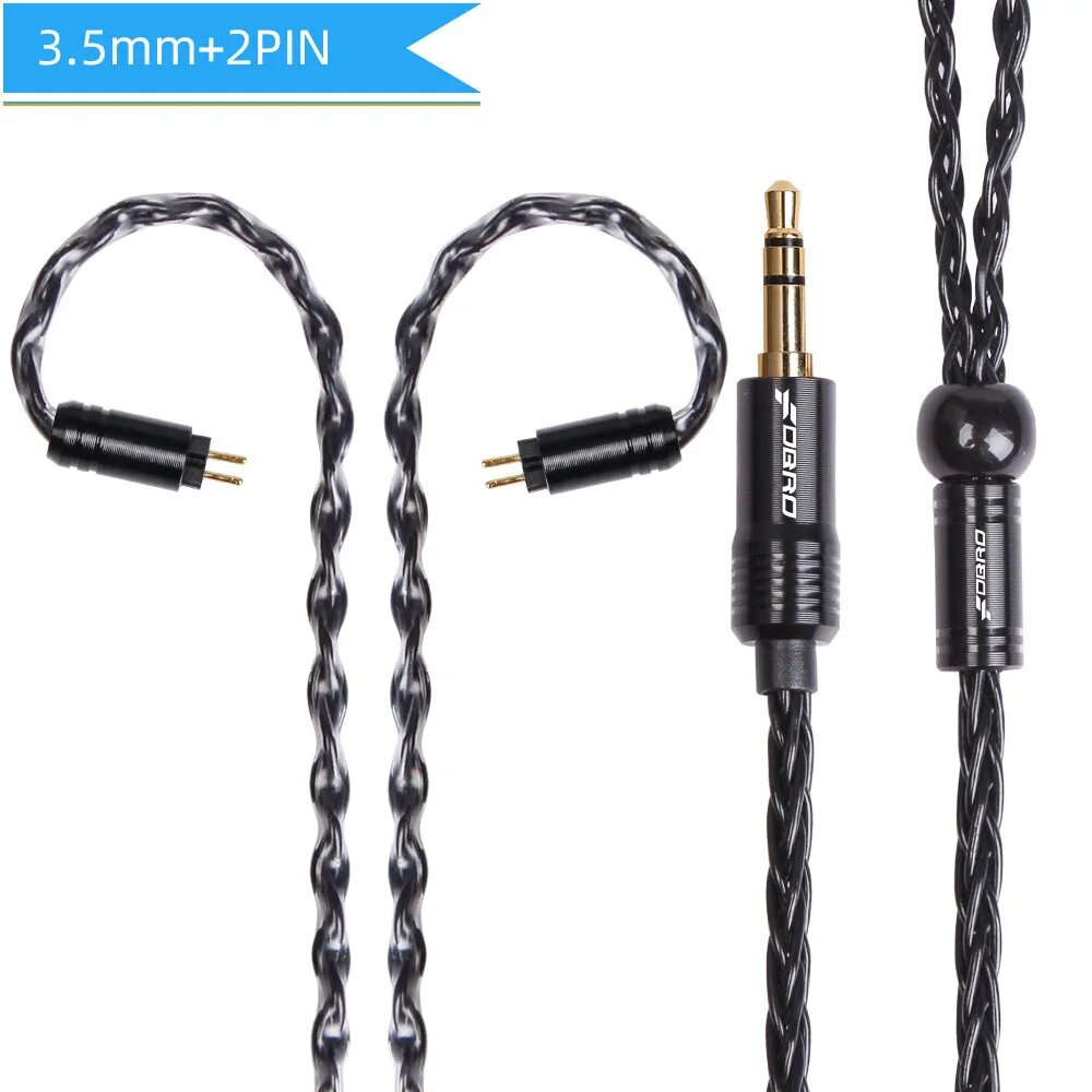 Кабель для наушников FDBRO 3.5mm 2pin, черный
