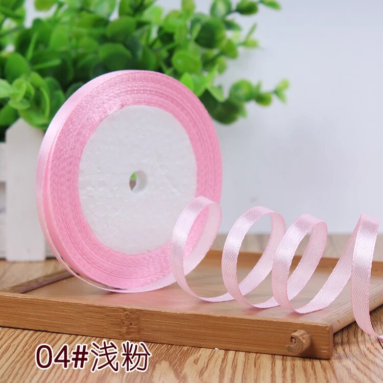 Атласная лента Merylover 6 мм, 25 ярдов, полиэстер Розовый, light pink1