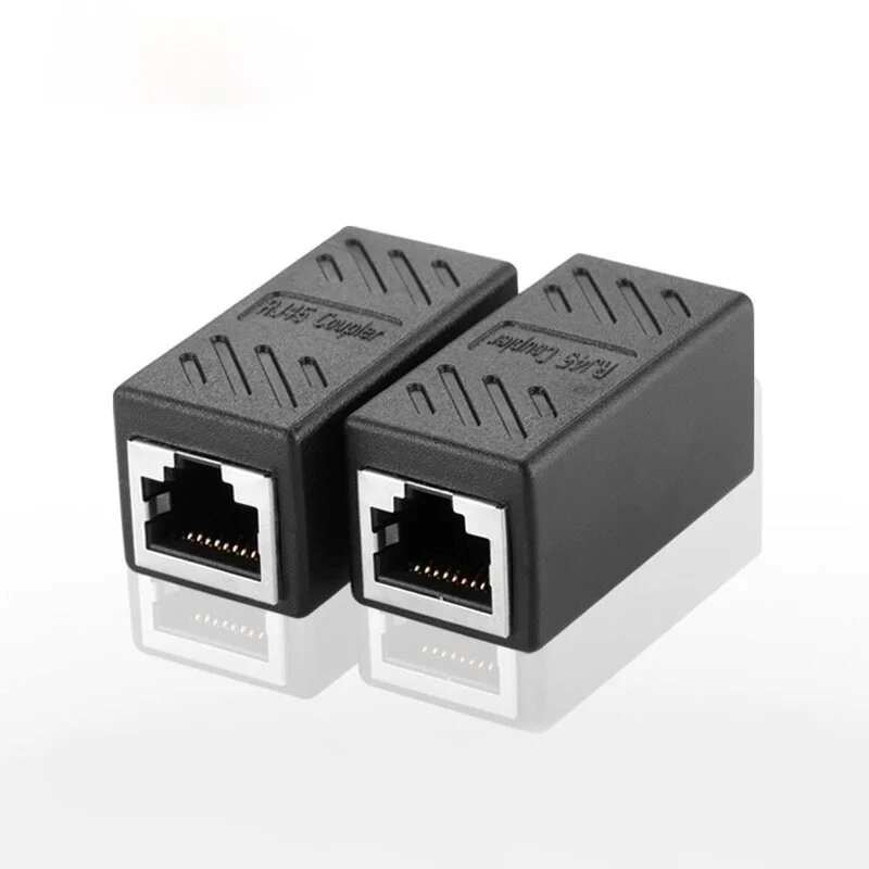 RJ45 Cat7/6 Ethernet адаптер, черный, 2шт