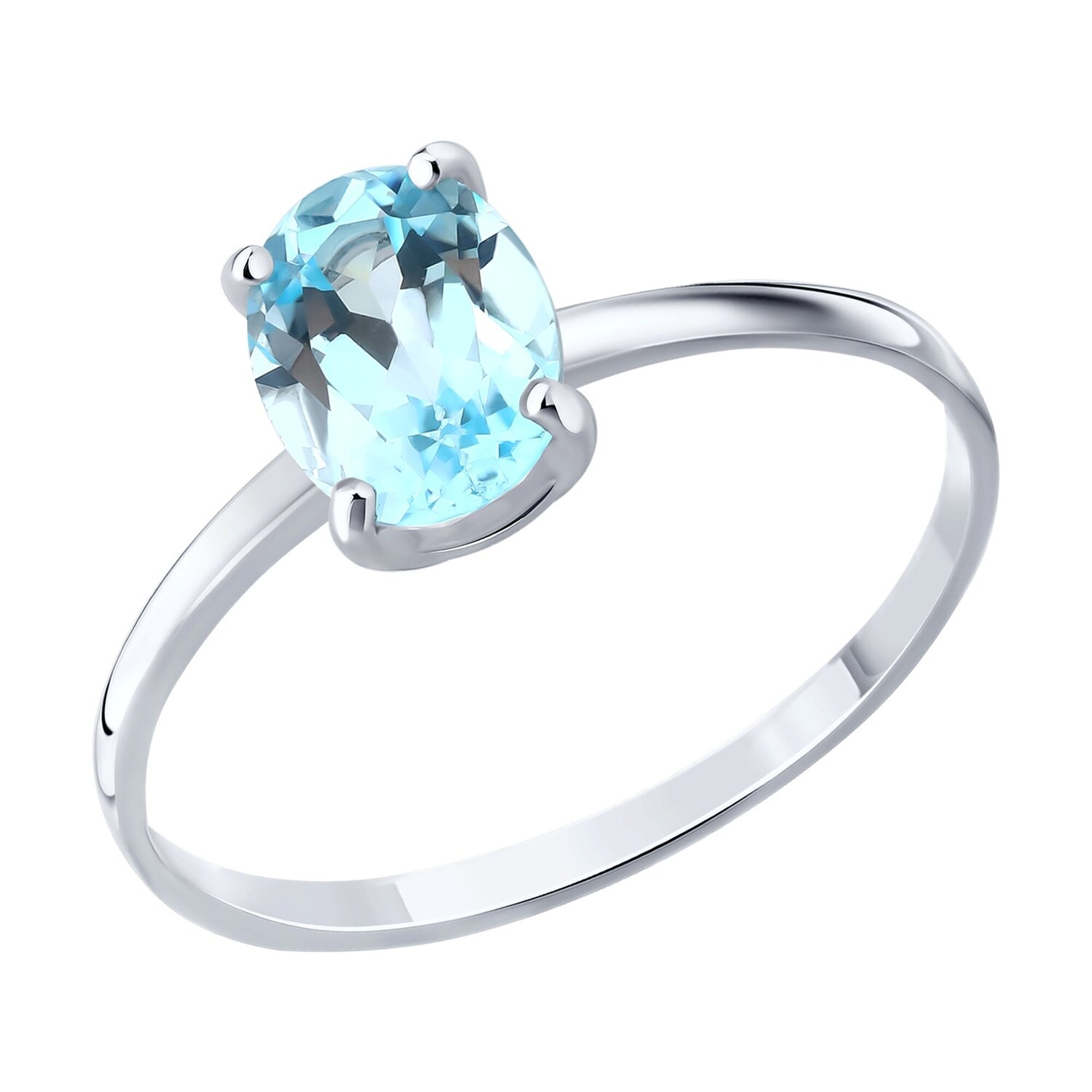 Кольцо, серебро, 925 проба, родирование, топаз