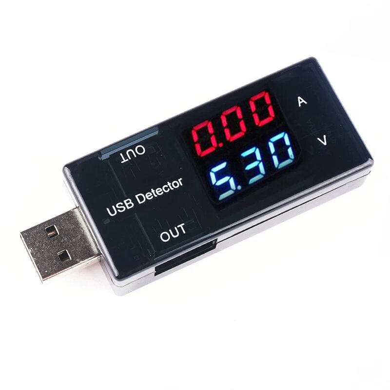 USB тестер напряжения тока с ЖК-дисплеем, Red-Blue, 5 шт.