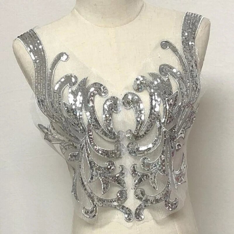 Серебряная аппликация с пайетками, Style4 Silver