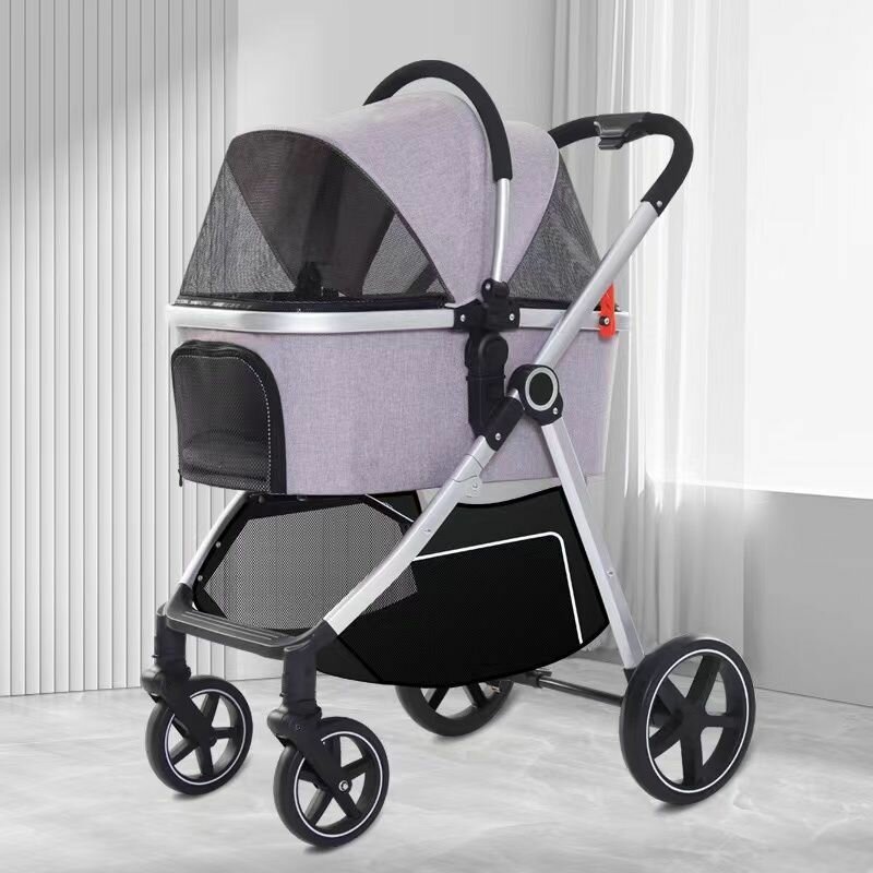 Высококачественная прогулочная коляска для домашних животных , подходит для маленьких и средних собак и кошек(20 кг). Инвалидная коляска (тележка) для собак и кошек, серый