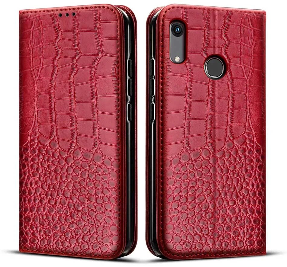 Чехол-книжка для huawei Honor 8A, кожа, JAT-LX1, 8 A Бордовый, Style 1 Red
