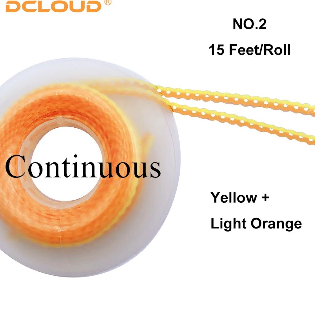 Эластичная цепь для брекетов DCLOUD, 4.57 м, Yellow + Light Orange