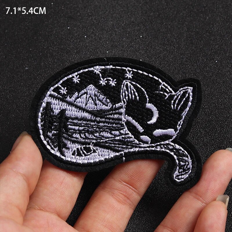 Панк-волк, леопард, паутина, нашивки, черные животные, покеры, розовый волк, кошка, аппликации, железо на пуле, зуб, одежда, джинсы, значки Черный, G-BT0011-8