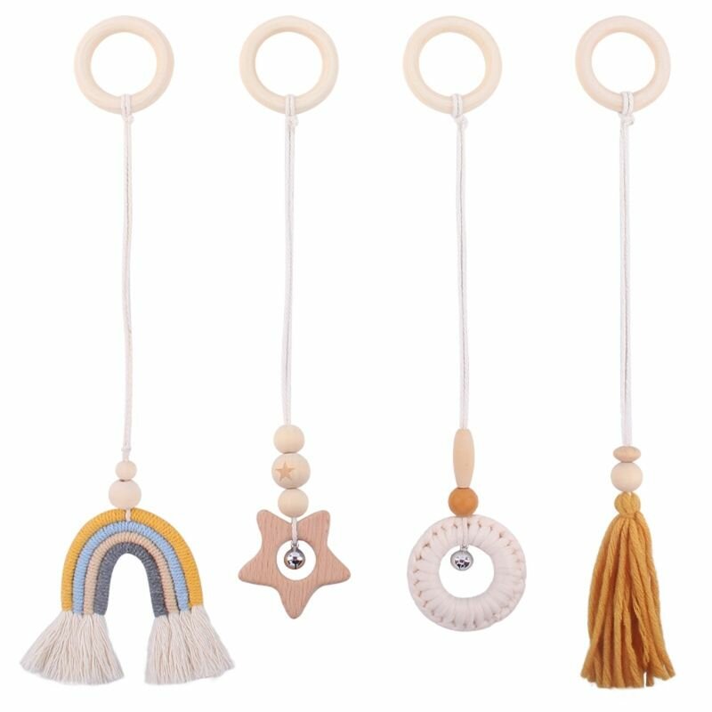 1 набор из 4 предметов, подвеска-радуга мультфильма для младенцев, украшение-погремушка ручной работы-желтый