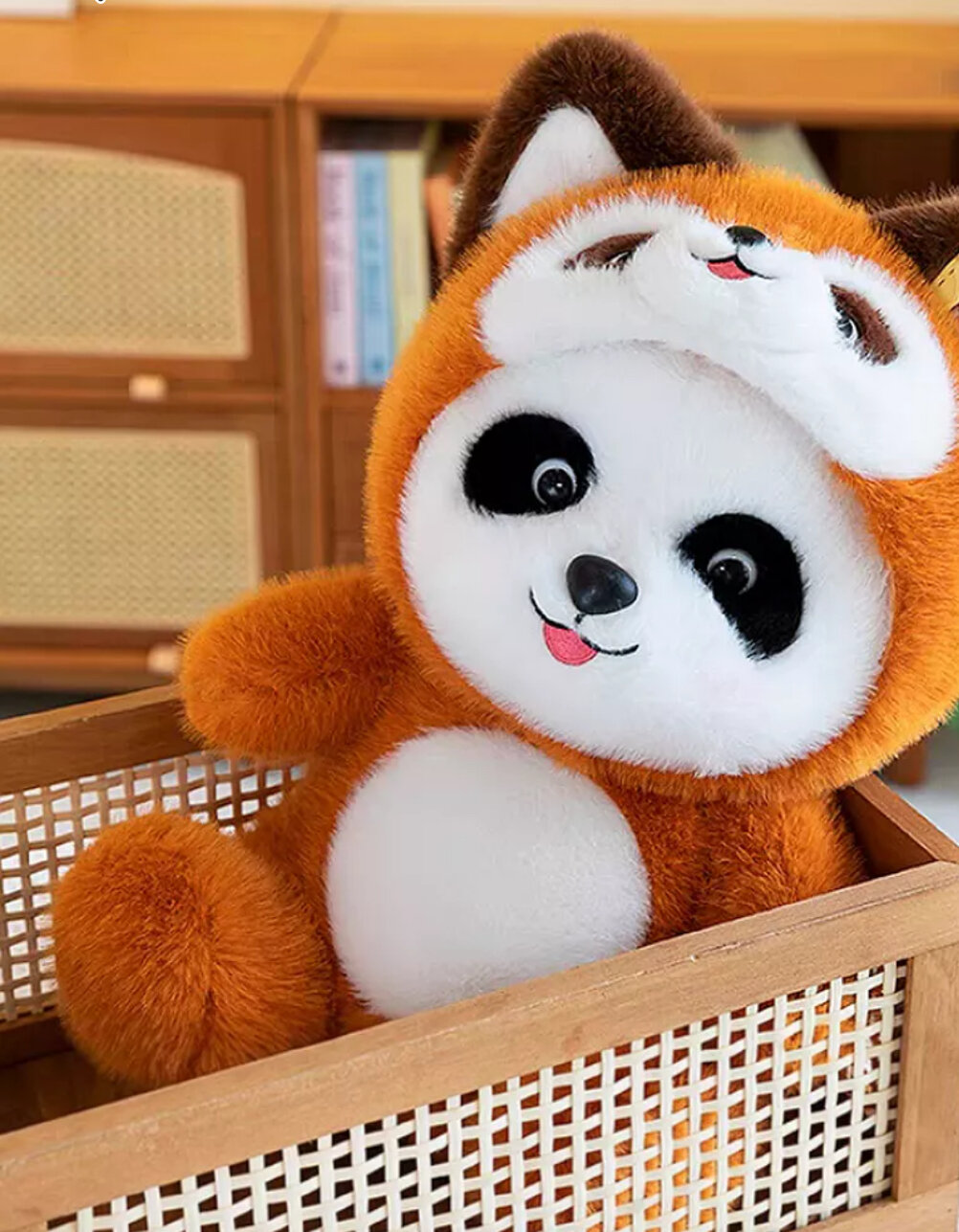 Мягкая плюшевая игрушка Панда в костюме Красной Панды, 33 см.