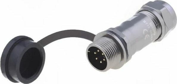 Разъем WEIPU ST1211/P6 Вилка ST12 "папа" PIN 6 IP67 5-8мм 5А пайка на провод 125В 1 шт