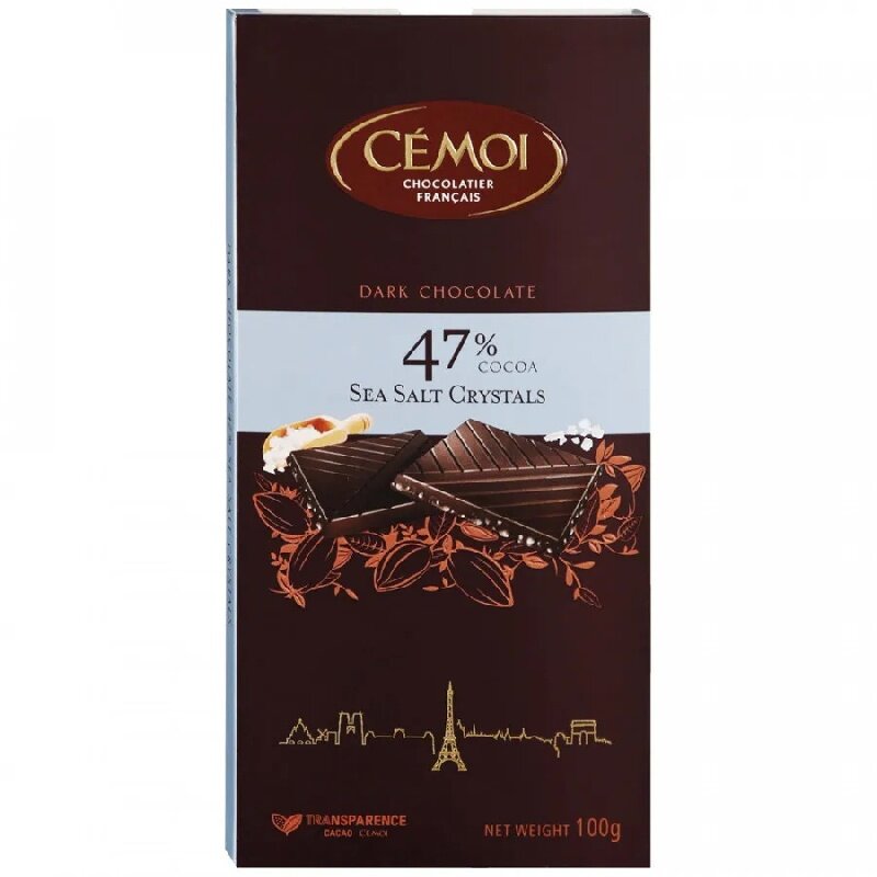 Шоколад Cemoi горький тонкая плитка с кристаллами морской соли 100г
