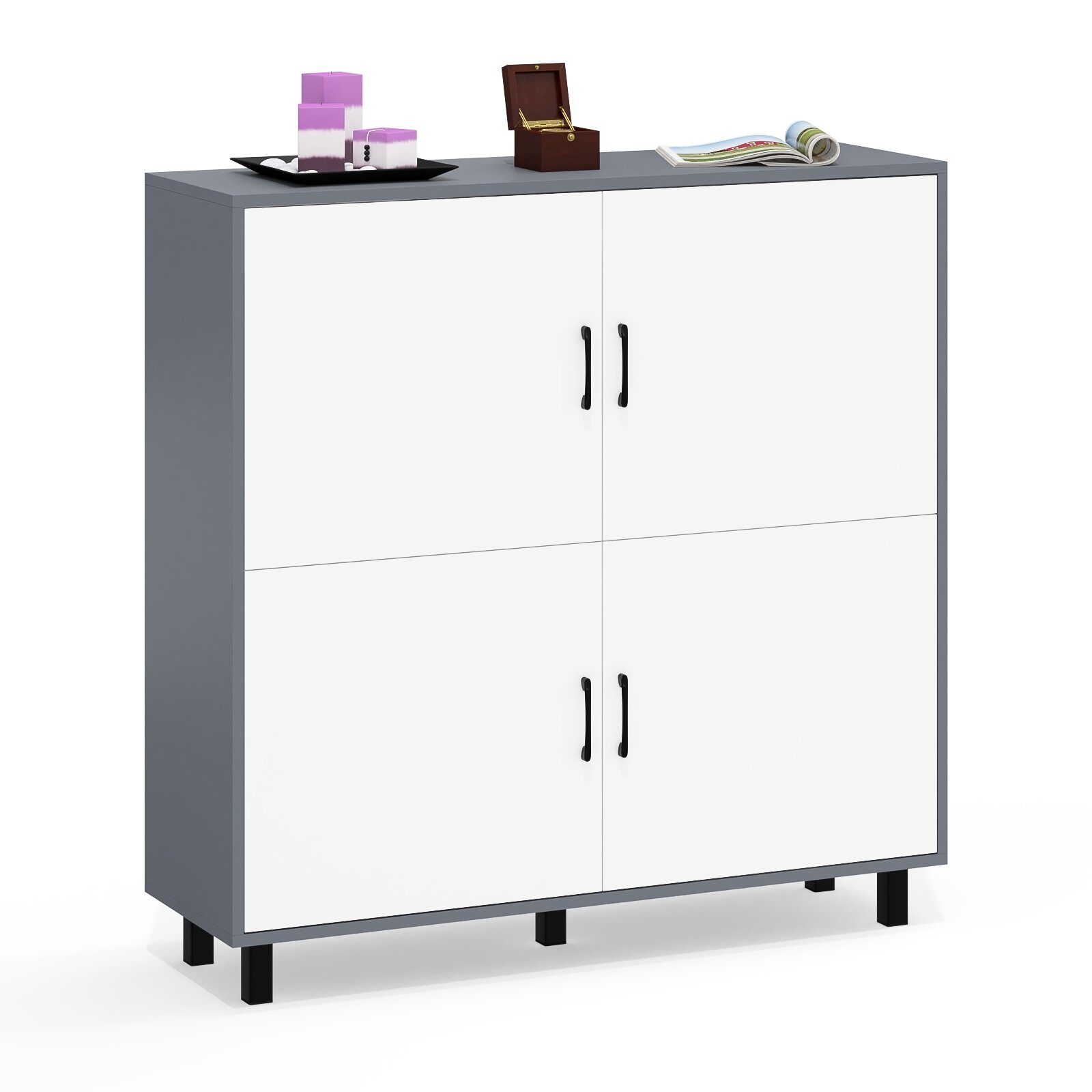 Тумба-комод РВК 126-1204, цвет графит/белый, ШхГхВ 120,4х37,4х120 см.