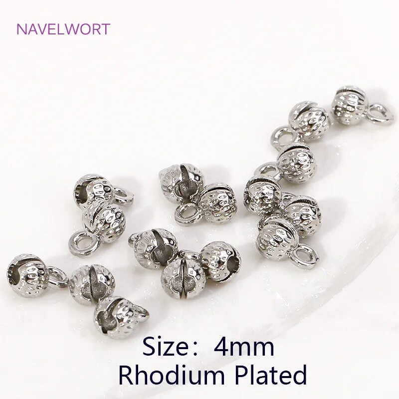 Латунные обжимные концевые зажимы с позолотой 18 карат NAVELWORT 20 штук 20 pieces, Rhodium Plated